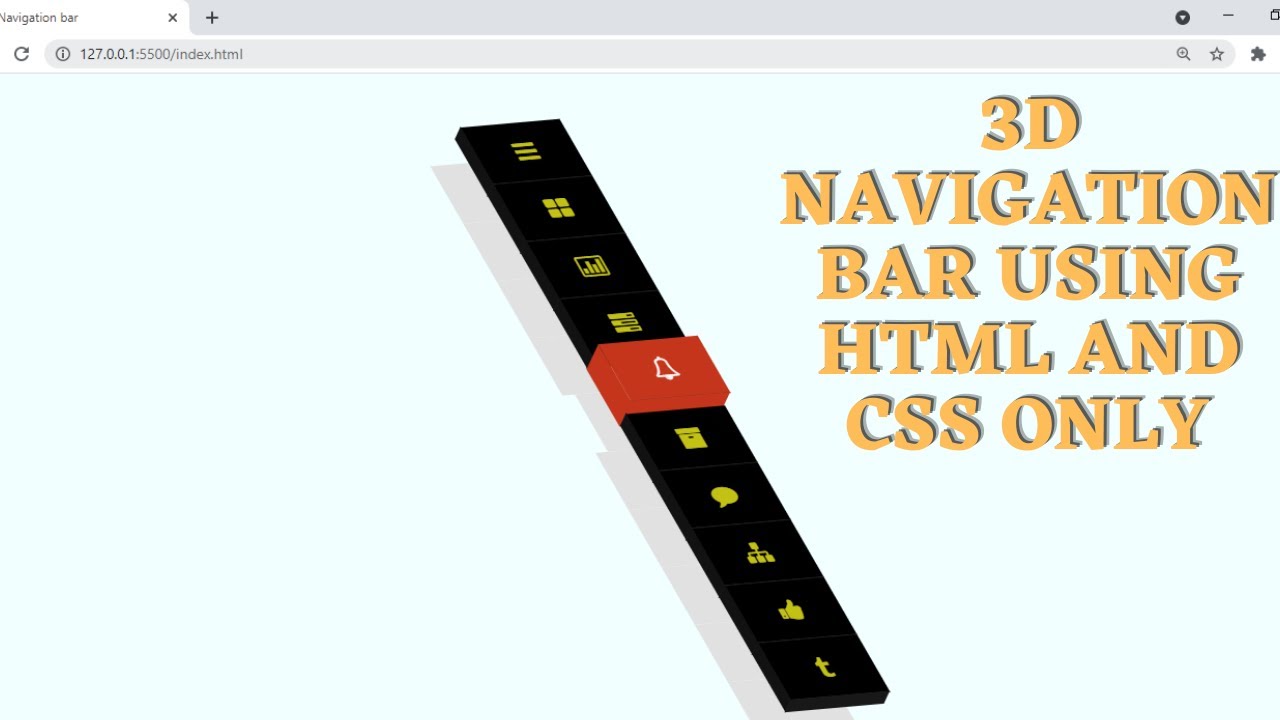 3D Navigation Bar Animation Using HTML & CSS Only | 3D Navbar css| Amit Tutorial