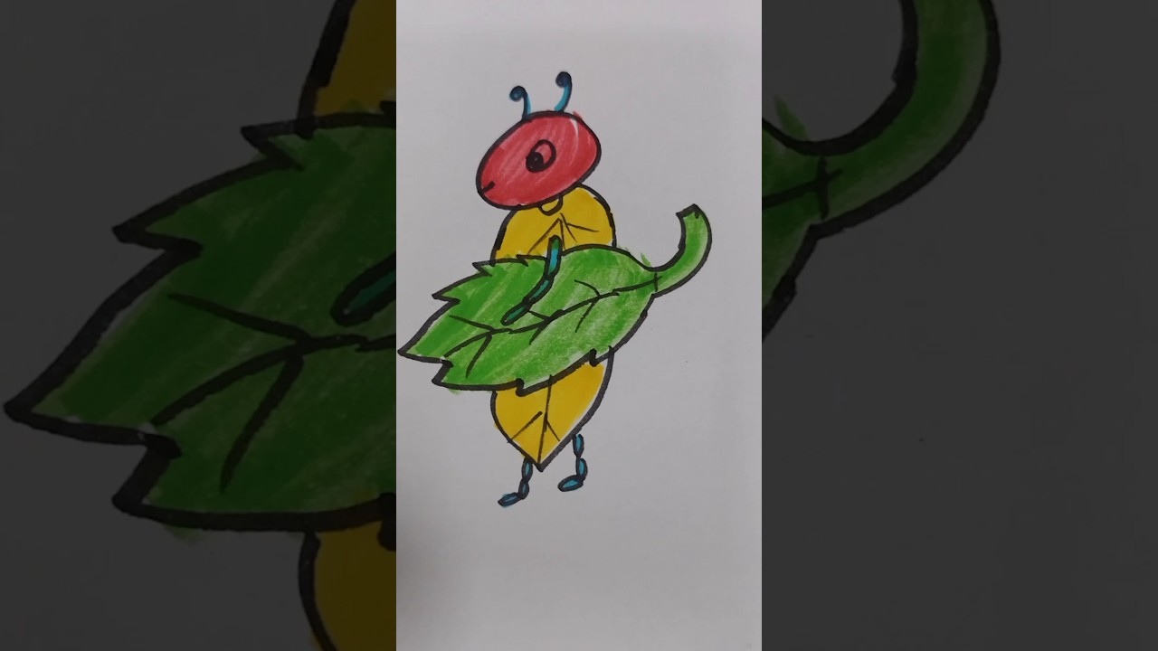 Ant holding leaf drawing😗😗#ant#leaf#satisfying #coloring #art @charuartofficial
