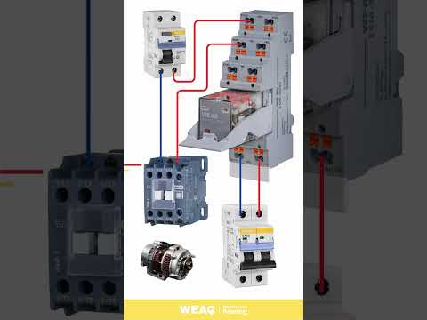 How a Electromechnical Relay Controls a Motor with a Contactor: Low Voltage, High Power.