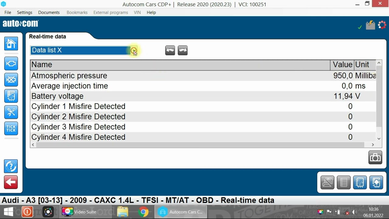 Autocom 2020 - Audi A3 1.4 TFSI - ECU Real Time Data