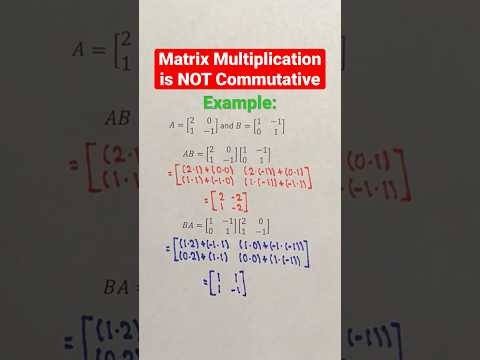 Matrix Multiplication is NOT Commutative #Shorts #linearalgebra