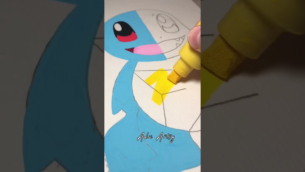 Drawing Squirtle and Charmander Fusion Effect with Posca Markers!