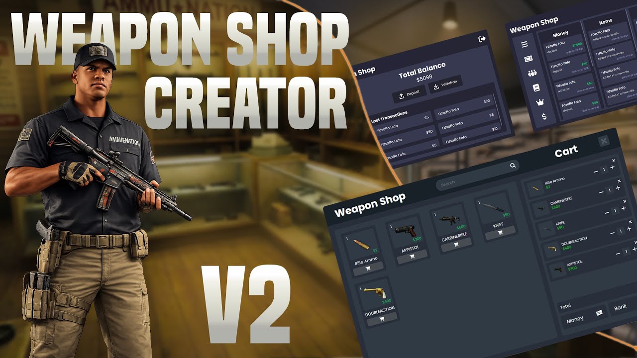 Weapon Shop Creator V2 | Custom Gun Shops, UI Setup, Prices & Framework Support