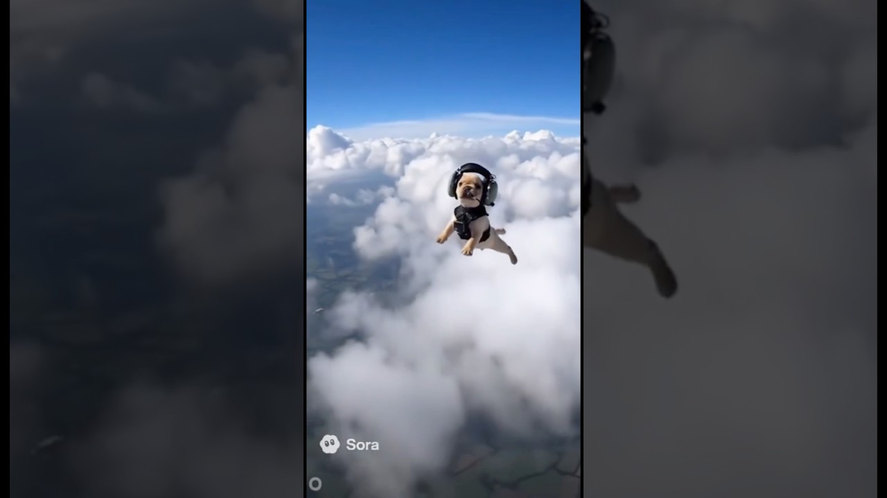 Pibble goes skydiving 🪂 😱 #ai #pibble #soraai #aishorts #aivideo #funnyanimal #funny #funnydog