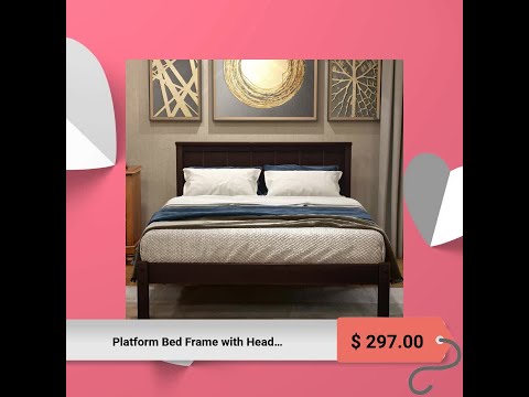 Platform Bed Frame with Headboard , Wood Slat Support , No Box Spring Needed ,Twin