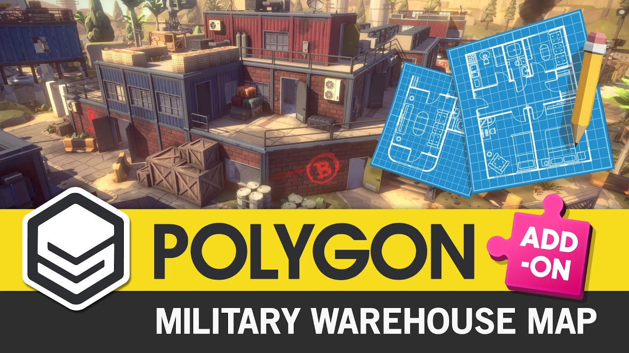 POLYGON Military Warehouse Map (Showcase) 3D Art for Games by #syntystudios