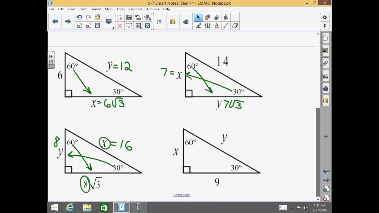 Honors Geometry: 9-7: Special Right Triangles