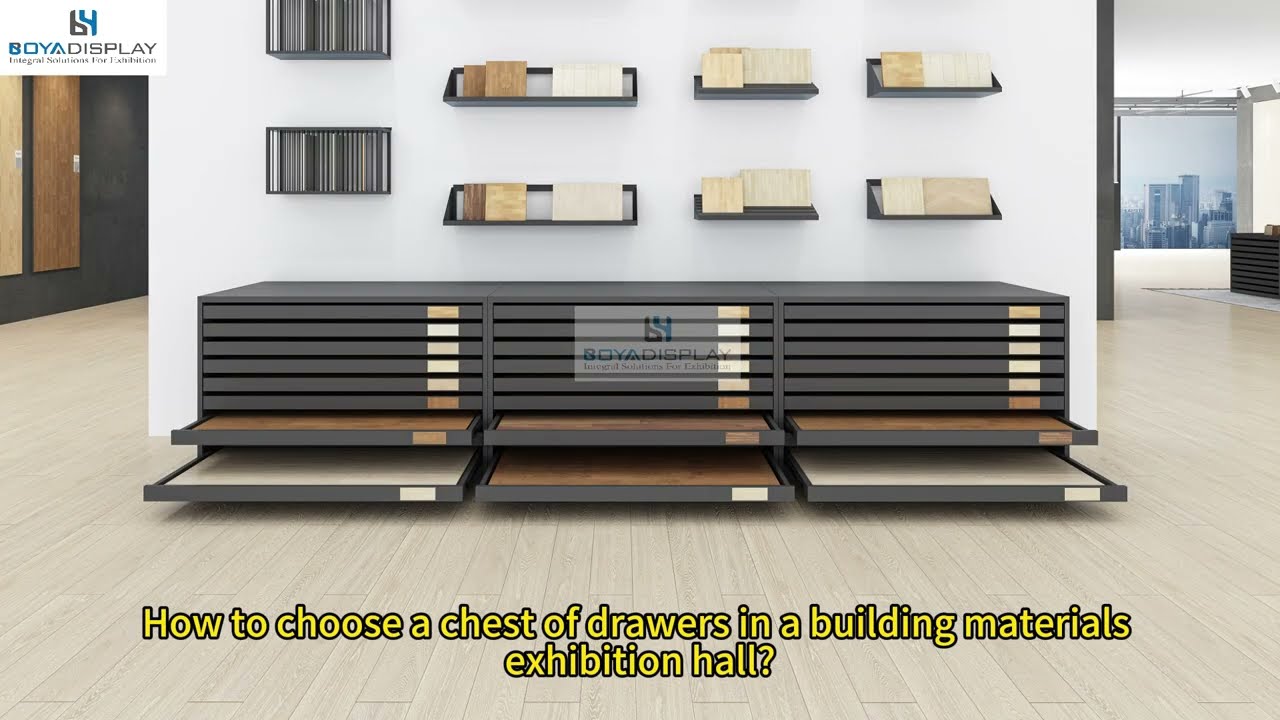 Sahtlitega puidust põrandaga näidisvitriin - boyadisplays.com