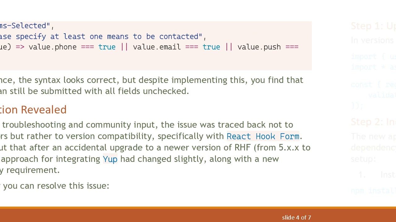 Solving the React Hook Form and Yup Validation Issue: A Guide for Developers