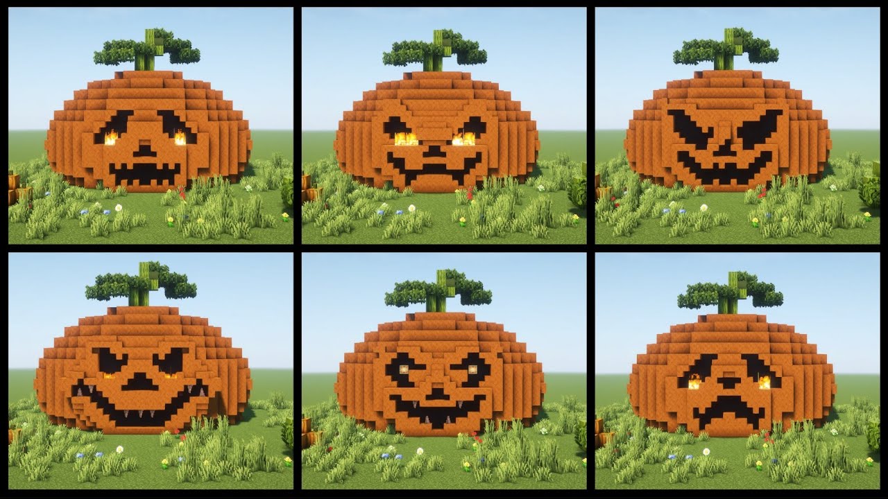 Minecraft: How to Build a Pumpkin with Spooky Faces | Halloween Special ...