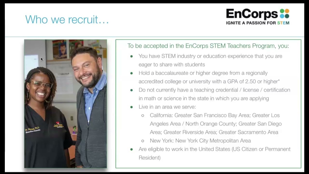 EnCorps STEM Teachers Program Recorded Informational Session