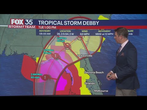 Tropical Storm Debby to become hurricane before Florida landfall