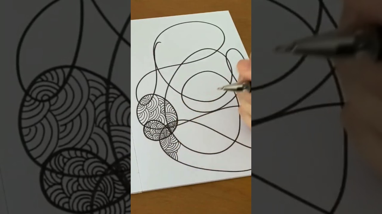 Doodle scribbles circles, lines and shading into one P1 #Coretanbahagia #doodle #doodleart #neuro