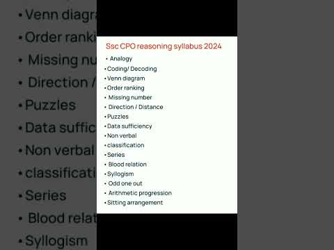 SSC CPO (SI) EXAM PATTERN 2024 | ssc cpo reasoning syllabus 2024#ssccpoexam#shorts#ssccposyllabus