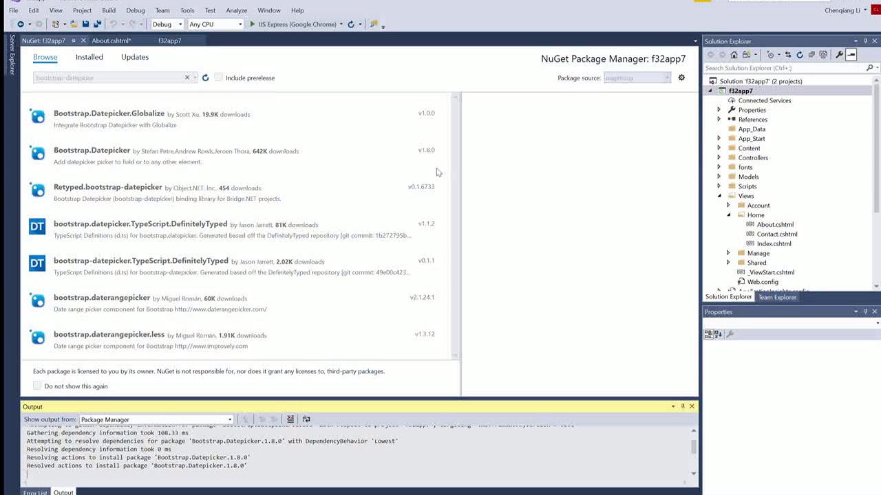 Week5 Bootstrapdatepicker with Visual Studio