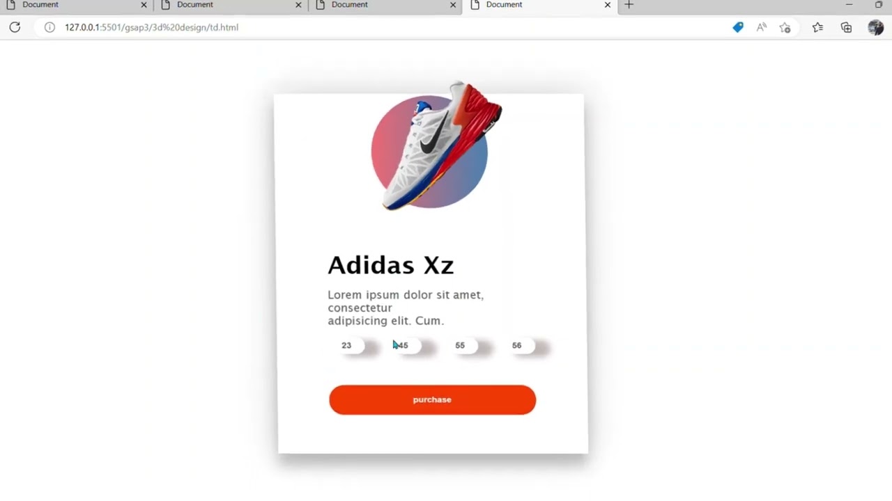 shoe card animation using html css javascript 🔥