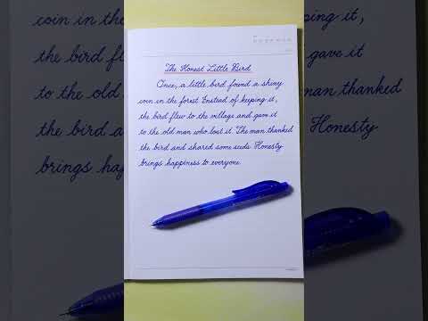 Cursive Writing Story | The Honest Little Bird | Cursive Handwriting Practice | One-Page Story