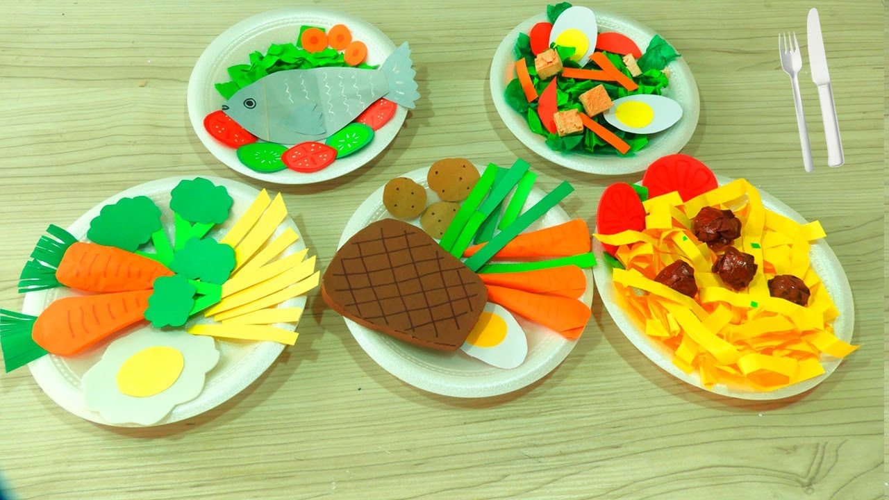 COMIDA DE JUGUETE / Platos de comida hechos con papel