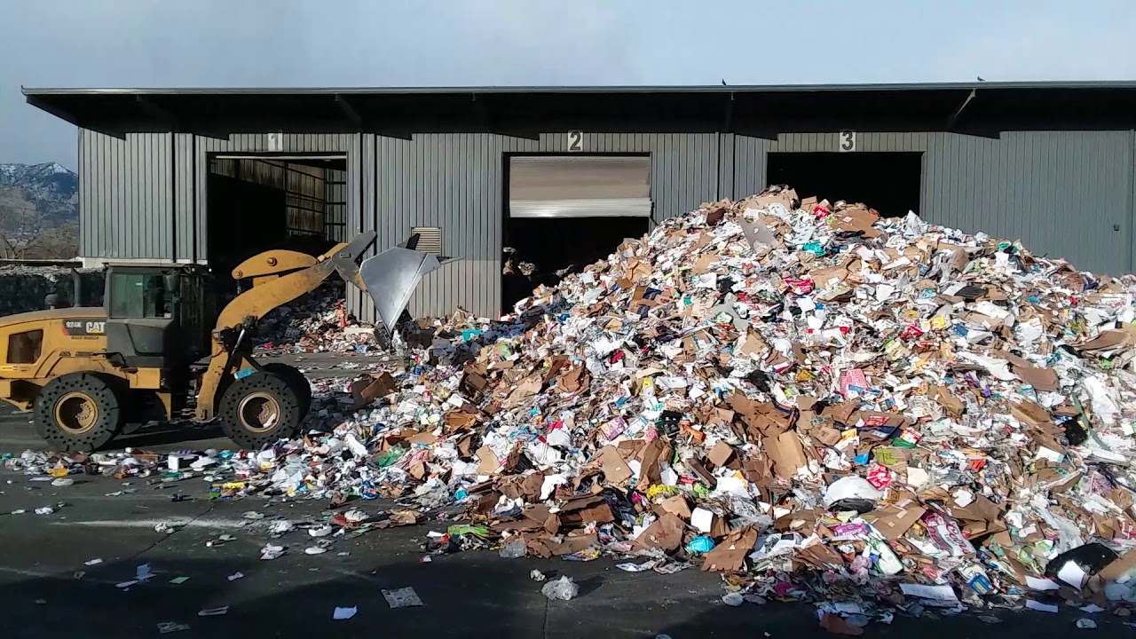 Huge pile or recycling at Eco-Cycle n Boulder, Colorado