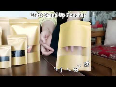 Custom Printed Biodegradable Cookie Food Packaging Ziplock Bag Brown Kraft Paper Stand Up Bag