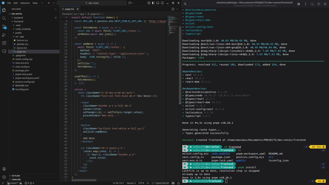 Day 1: Building a Simple Notes App with Next.js + NestJS | Learning with AI