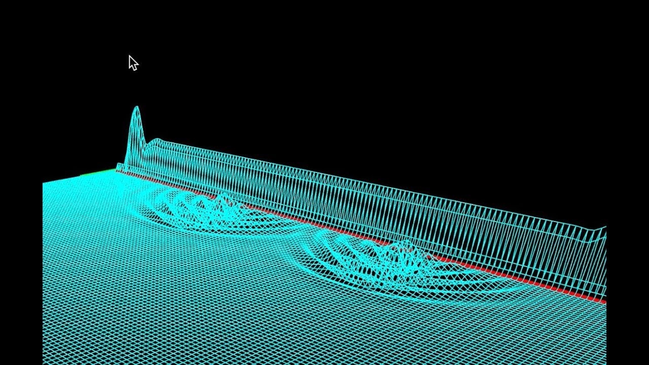 Wave simulation 3D Processing JAVA - Double slit experiment