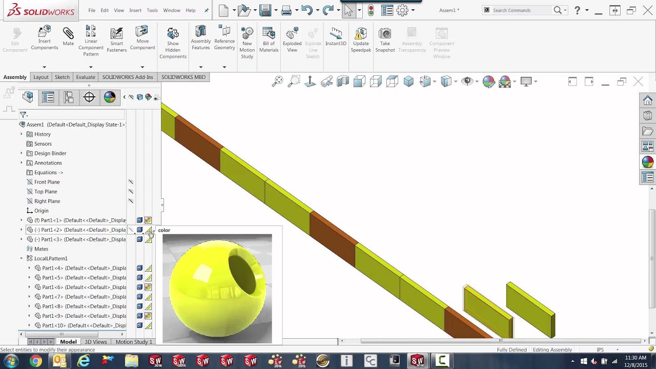 SOLIDWORKS Quick Tip - Component Color in Assemblies