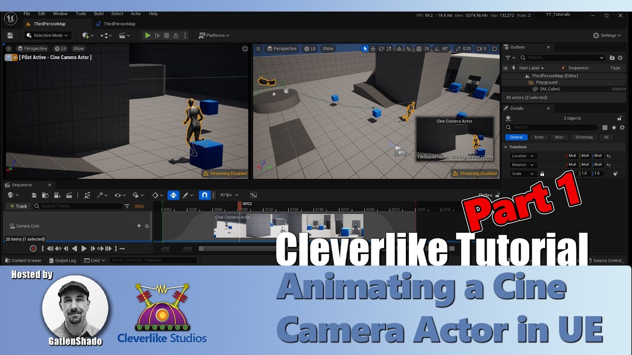 Animating a Cine Camera Actor in Unreal Engine Part 1
