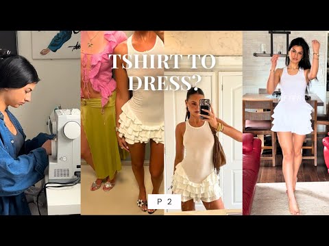 Transforming Men's TSHIRTS into a MYMUMMADEIT Inspired DRESS! | Weekly sew sesh P.2 (DIY)