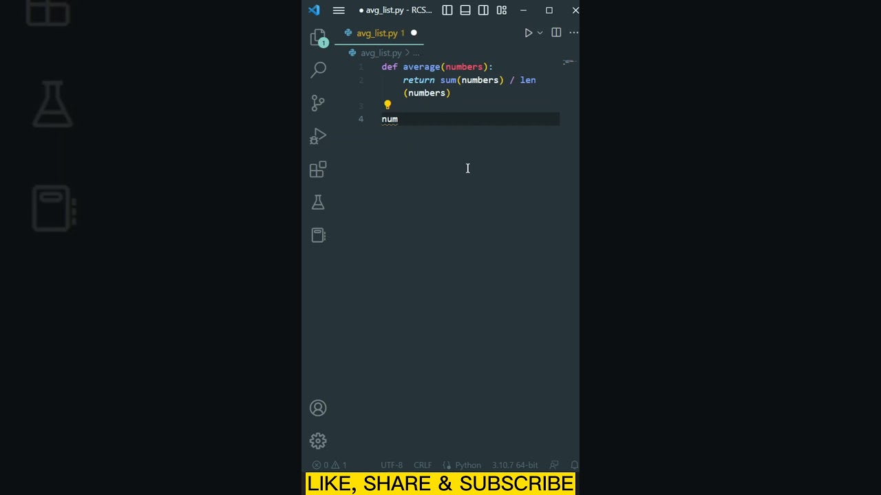 Calculate Average of List by using python #shorts #shortsvideo #python