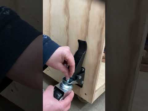 Installing Retractable Workbench Casters on Homemade Table Saw Cabinet
