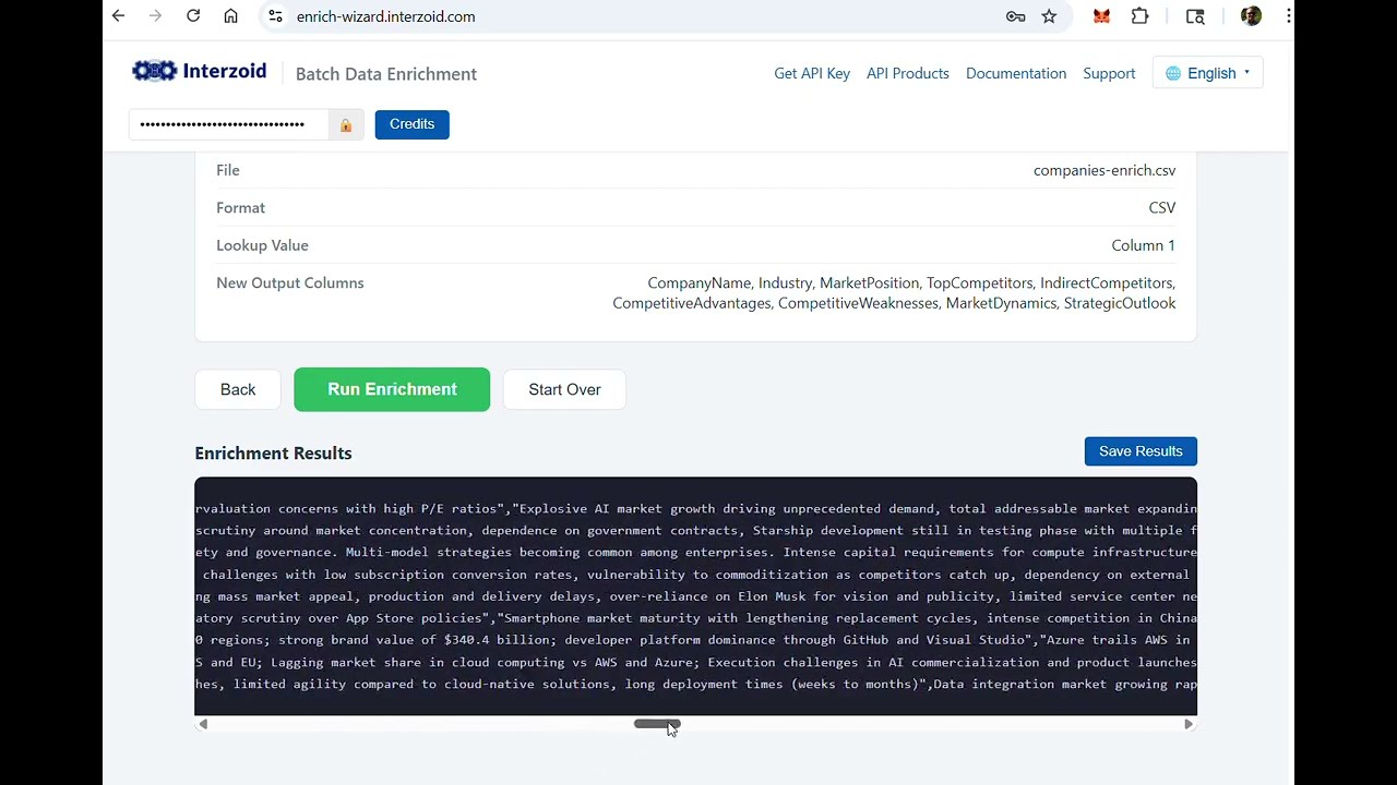 Batch Data Intelligence Enrichment for CSV/TSV Files: Competitor Information for Companies Globally