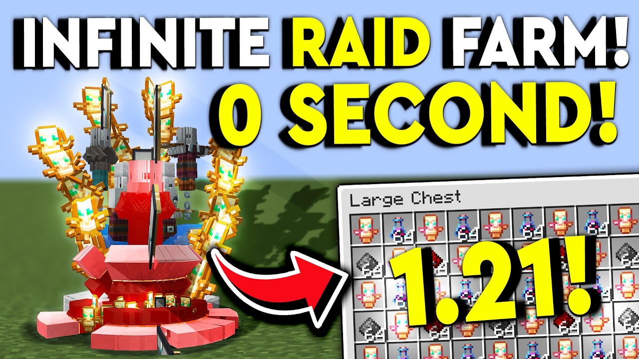 BEST 1.21 INFINITE RAID FARM! Minecraft Tutorial - JUST 0S! - Minecraft ...