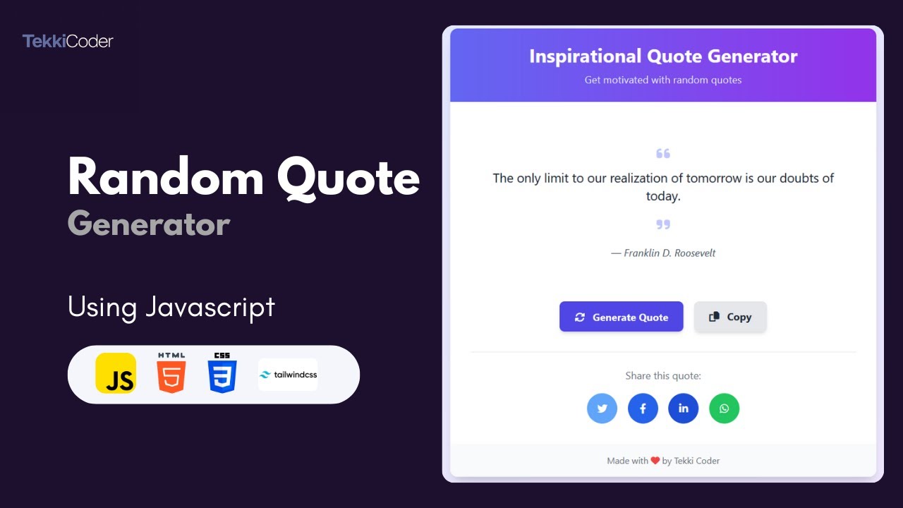 ✨ Build a Random Quote Generator with HTML, CSS & JavaScript | Beginner Friendly Project 🚀