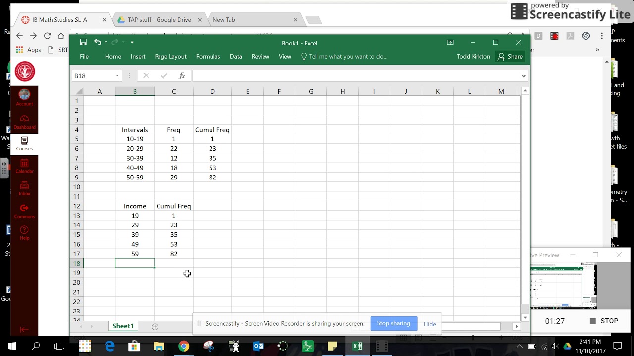 Quick help making a cumulative frequency graph on excel