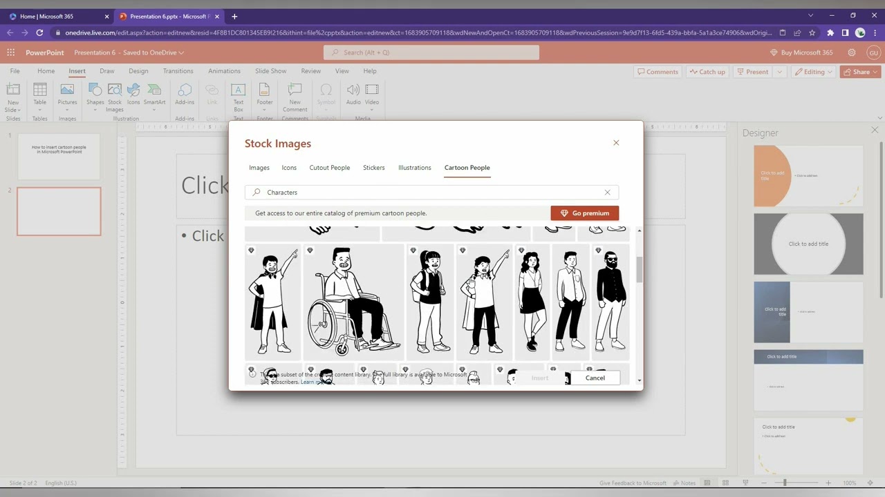 How to insert cartoon people in Microsoft PowerPoint