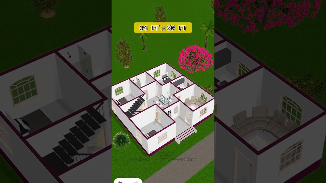 34 feet by 36 feet  best house plans ❤️‍🩹💯 #erarman #home #homeplan #simplehouse #modernelevation