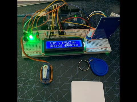ARDUINO/C++ : Scan ID Card with Mega 2560, RFID RC522, LCD 16x2, Servo & LED.