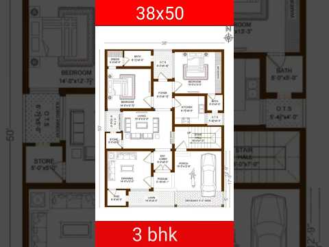 ✅️ 38 x 50 house plan with parking || 1900 sqft || 3bhk ||