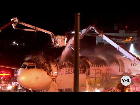 Plane catches fire at South Korean airport, all 176 on board evacuated | VOA News