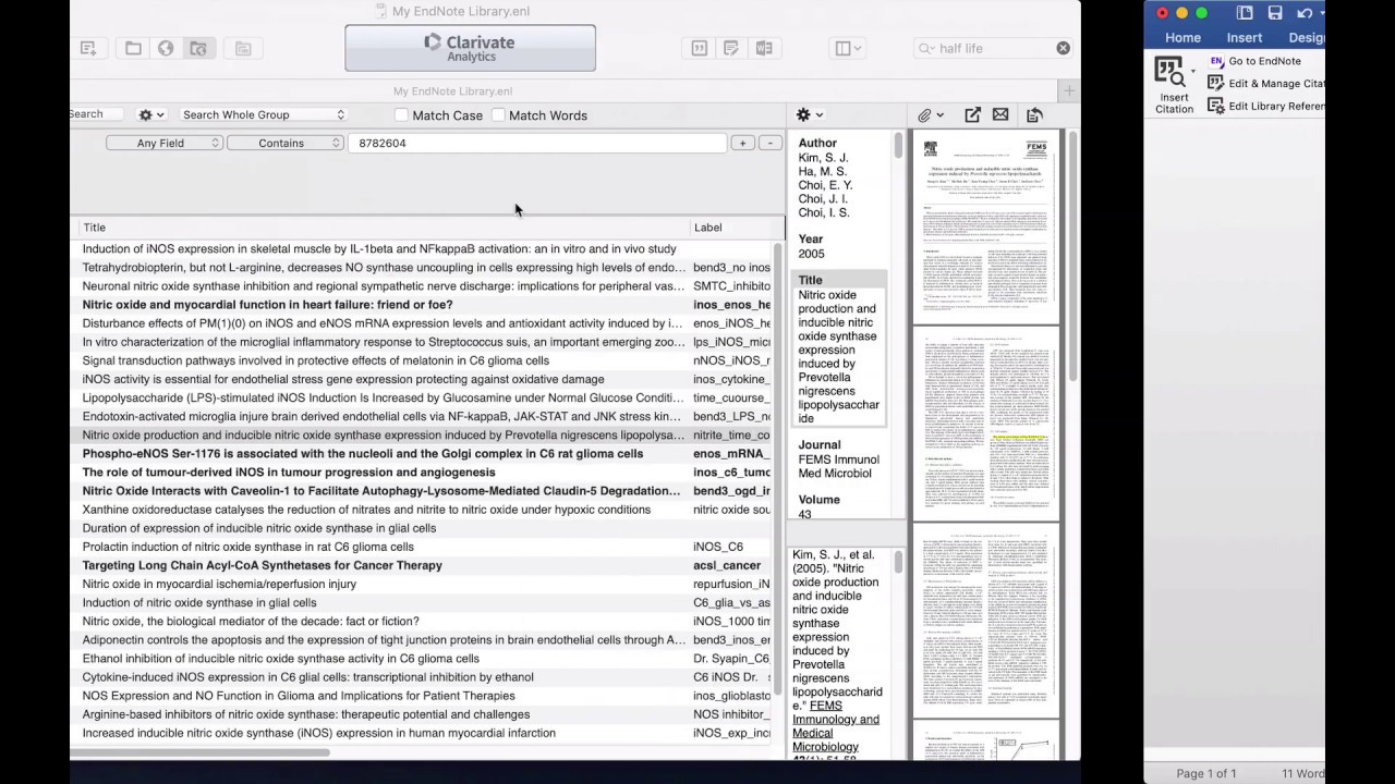 Reference each chapter of dissertation/document separately with EndNote