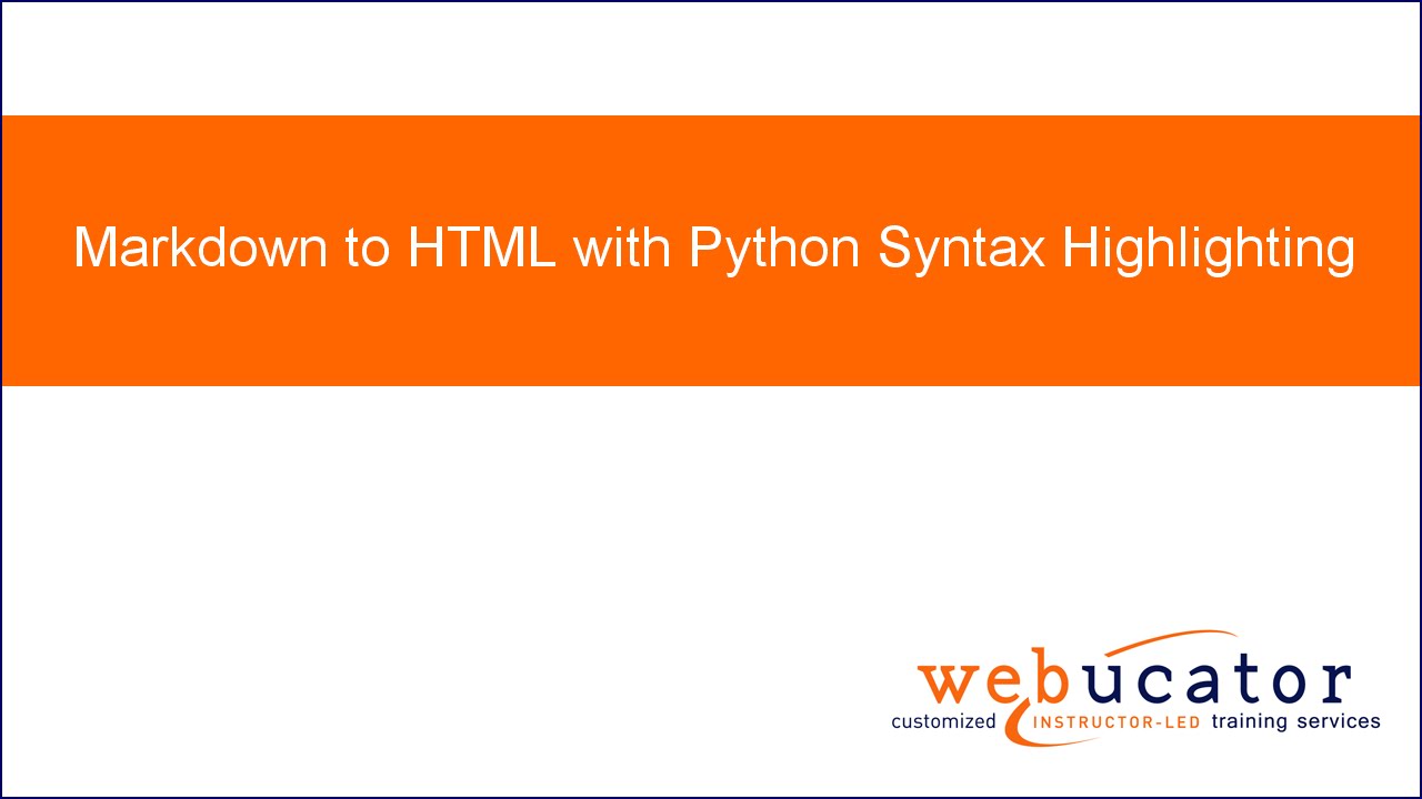 Markdown to HTML with Python Syntax Highlighting