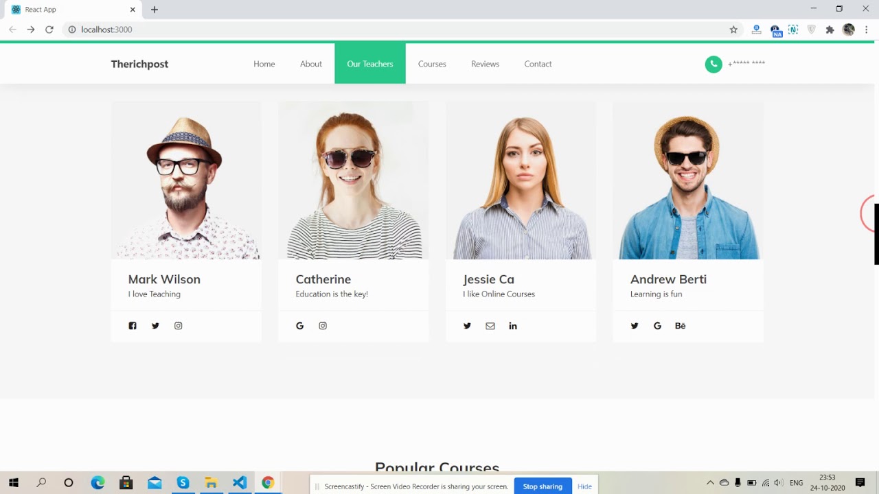 Reactjs Education Center Template Working Example