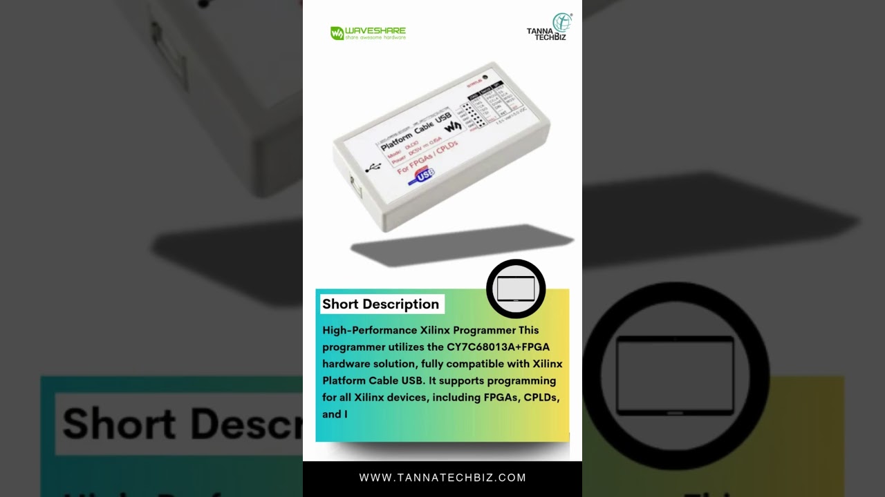Waveshare Platform Cable USB | Xilinx FPGA/CPLD Programmer & Debugger | JTAG, SPI, Slave Serial