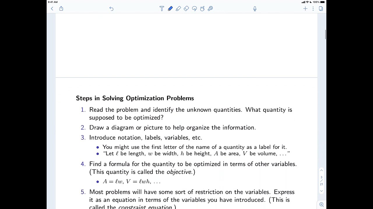 Differential Calculus, Lecture 25: Optimization Problems