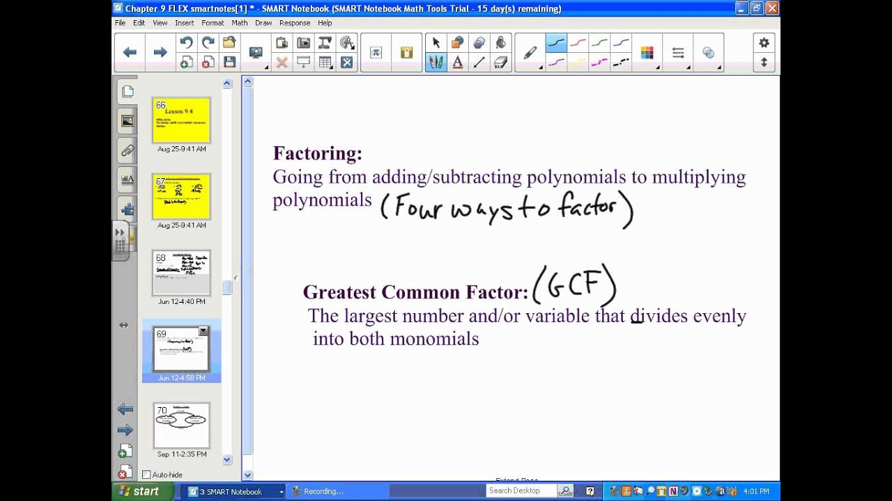 Algebra I Section 9 4 Vocab Only