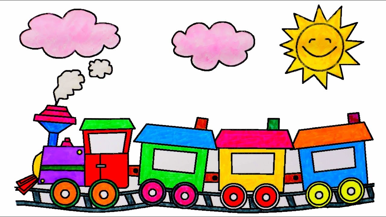 Train Coloring Pages | Coloring A Colorful Train So Cute For Baby