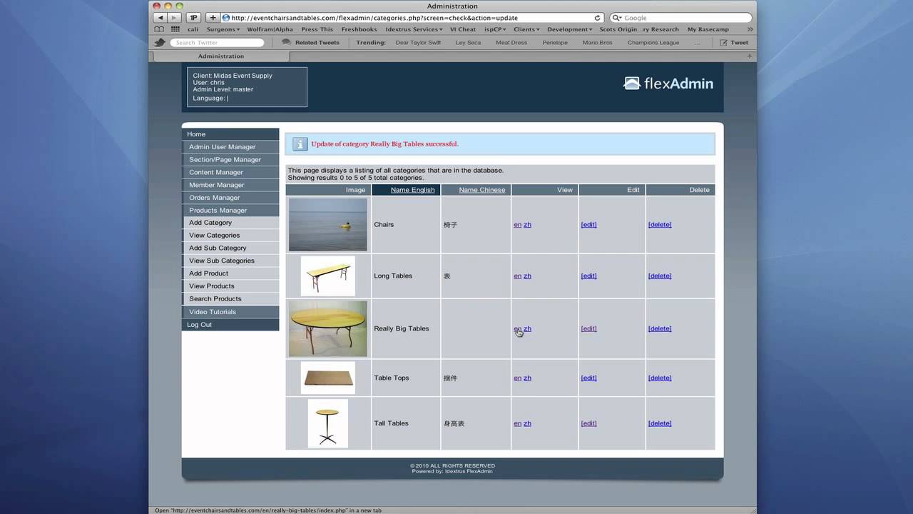 flexAdmin Category Management
