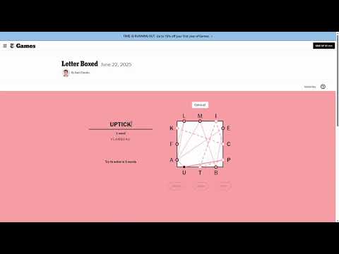 AI Solve New York Times Daily Letter Boxed Puzzle: 6/22/2025 (ASMR)