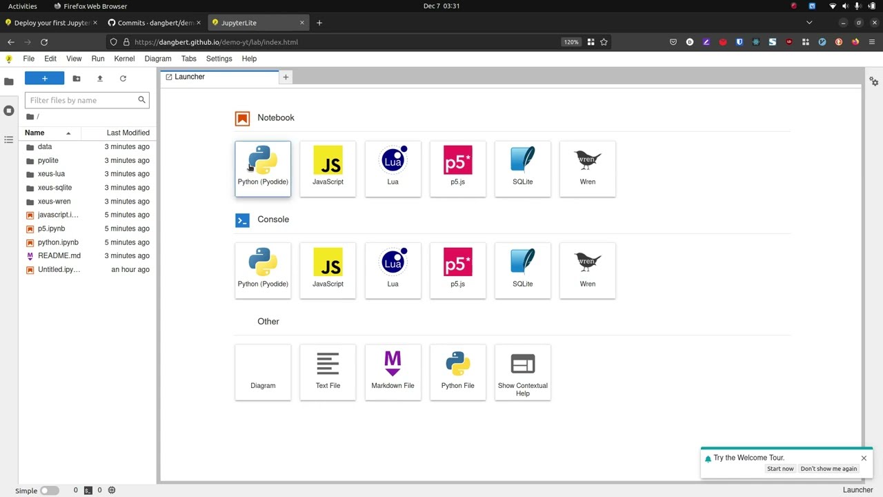 Create your first jupyterlite website in 3 min